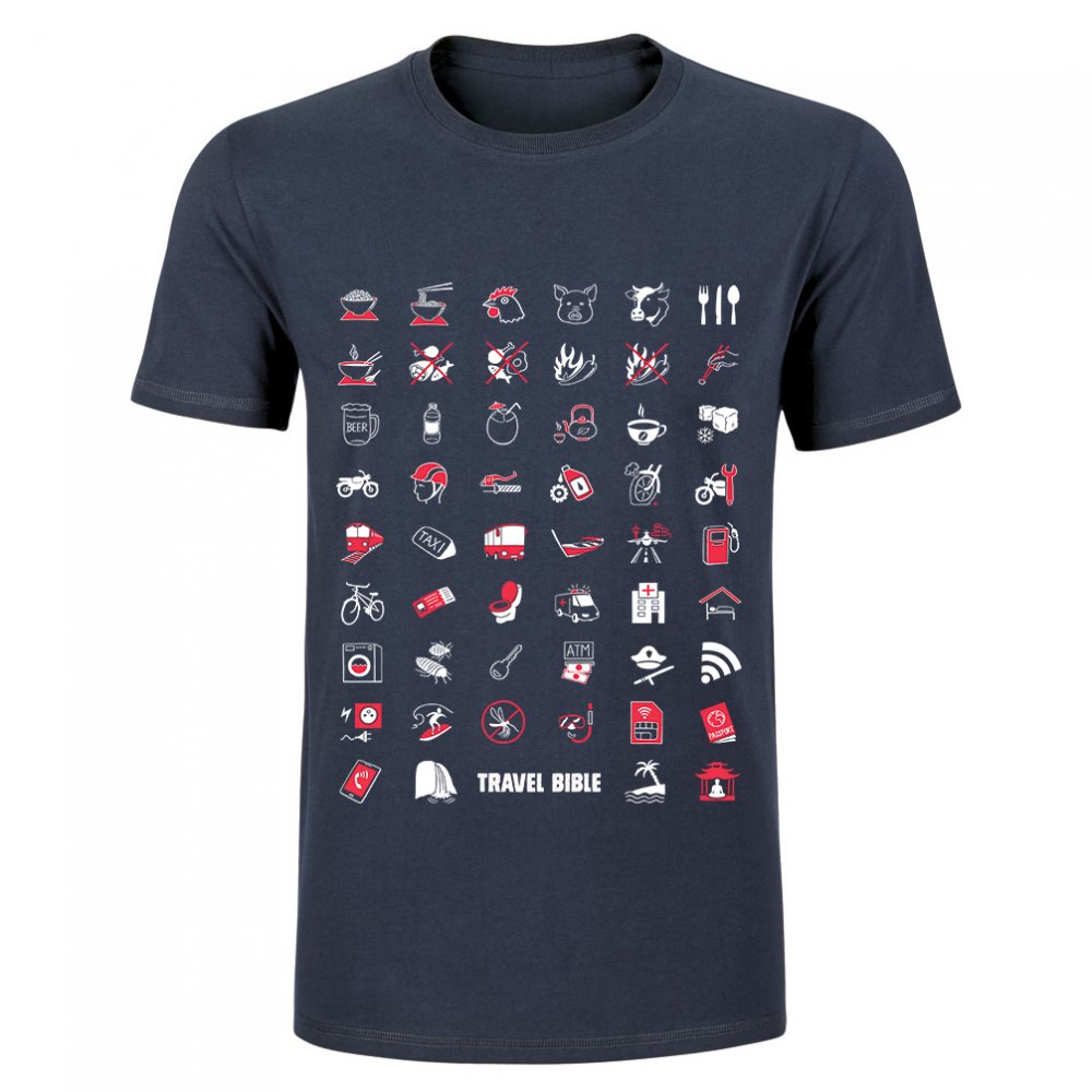 Cestovatelské triko s ikonkami – edice JV Asie - Barva: Navy blue ...